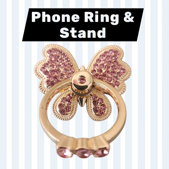 Cell Phones & Accessories | New Butterfly Phone Ringstand With Pink ...